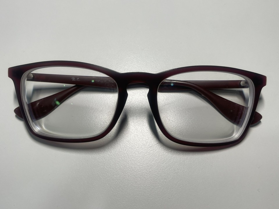 Ray Ban RB 55-18-149New Wayfarer Square Maroon Clear Sunglasses Frame ...