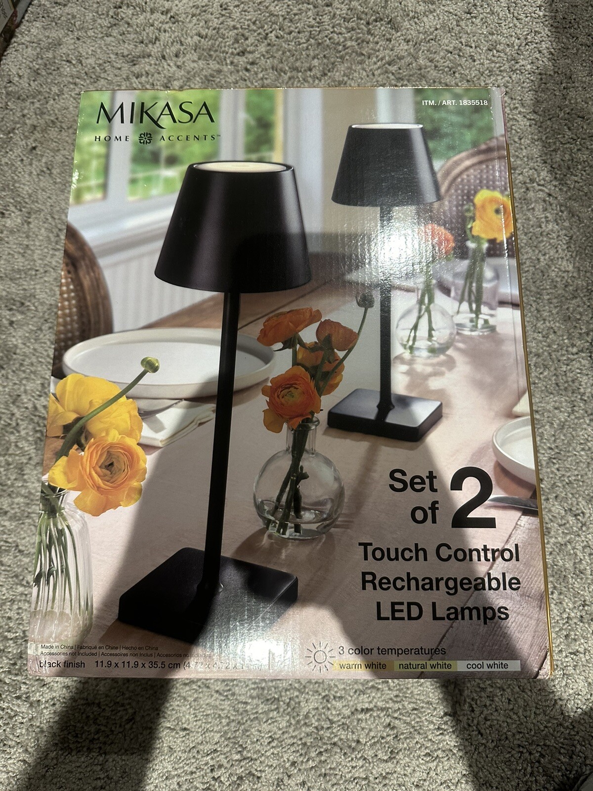 Mikasa Set Of 2 Touch Control Rechargeable LED Lamps | eBay