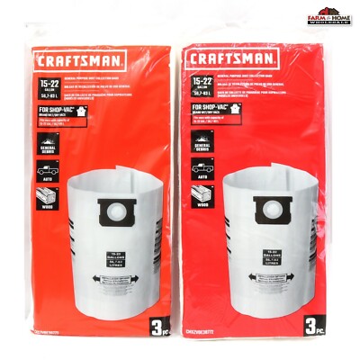 6 Craftsman Shop-Vac Filter Bag 15 - 22 Gallon ~ NEW | eBay