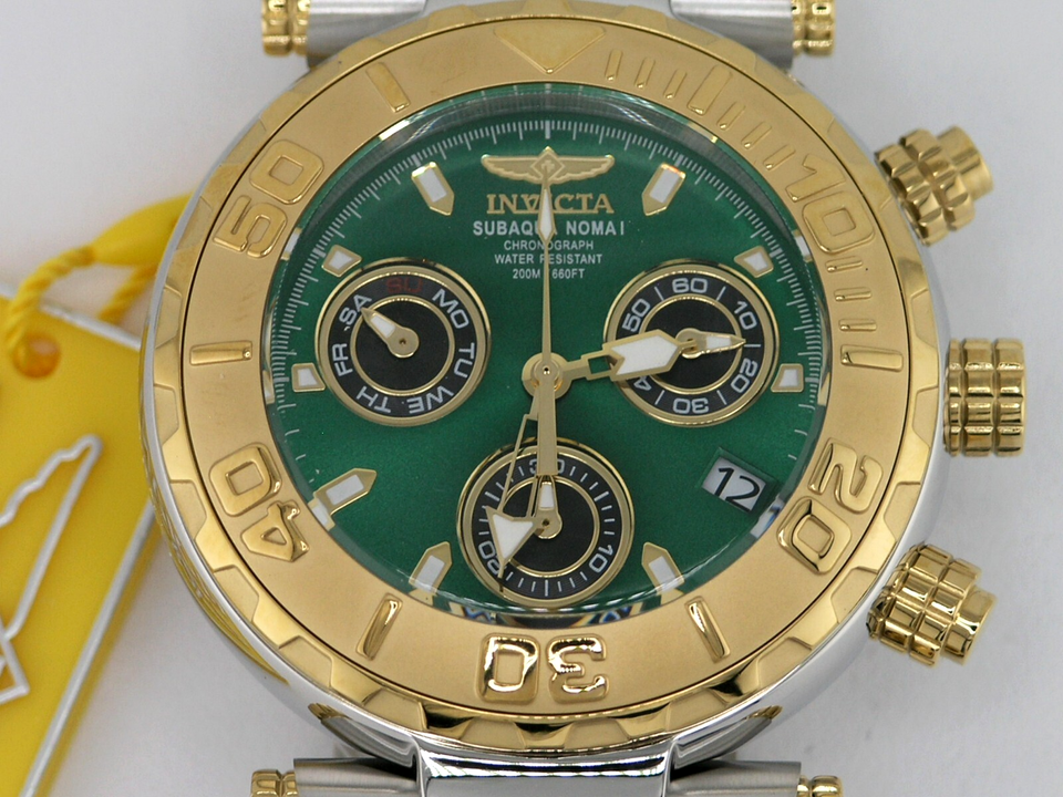 NEW INVICTA 25804 SUBAQUA NOMA I SWISS CHRONOGRAPH GREEN DIAL WATCH ...