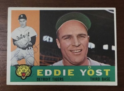 EDDIE YOST 1960 TOPPS AUTOGRAPHED SIGNED AUTO BASEBALL CARD 245 TIGERS ...