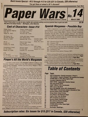 Paper Wars Wargaming Magazine Issue No 14 March 1994 | eBay