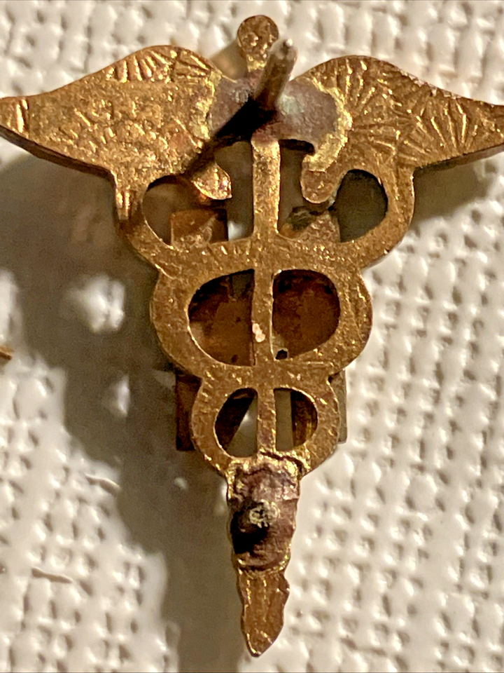 EARLY WAR STUBBY WING STARBURST HM ARMY BLK "N" NURSE LAPEL PIN MISSING ...
