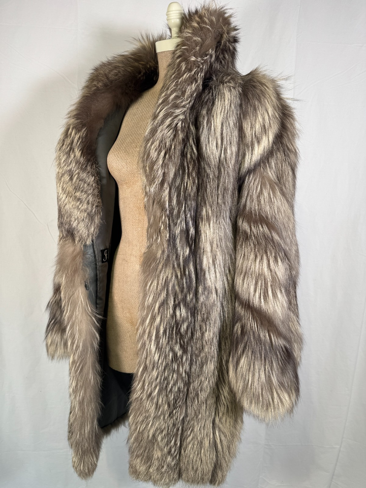 Vintage Genuine Luxury Canadian Silver Fox Fur Pelts Coat Jacket Women ...