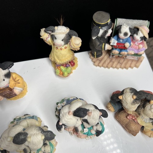 Lot of 13 Vintage Enesco Mary's Moo Moos Cow Figurines Holiday Wedding ...