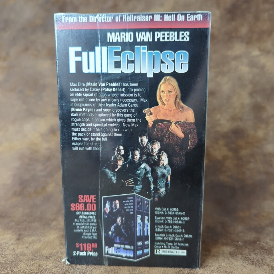 Full Eclipse Unrated (VHS, 1993) Mario Van Peebles BRAND NEW SCREENER ...