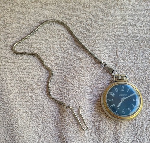 VINTAGE RUNNING WESTCLOX SCEPTER POCKET WATCH AND CHAIN FROM A LOCAL ...