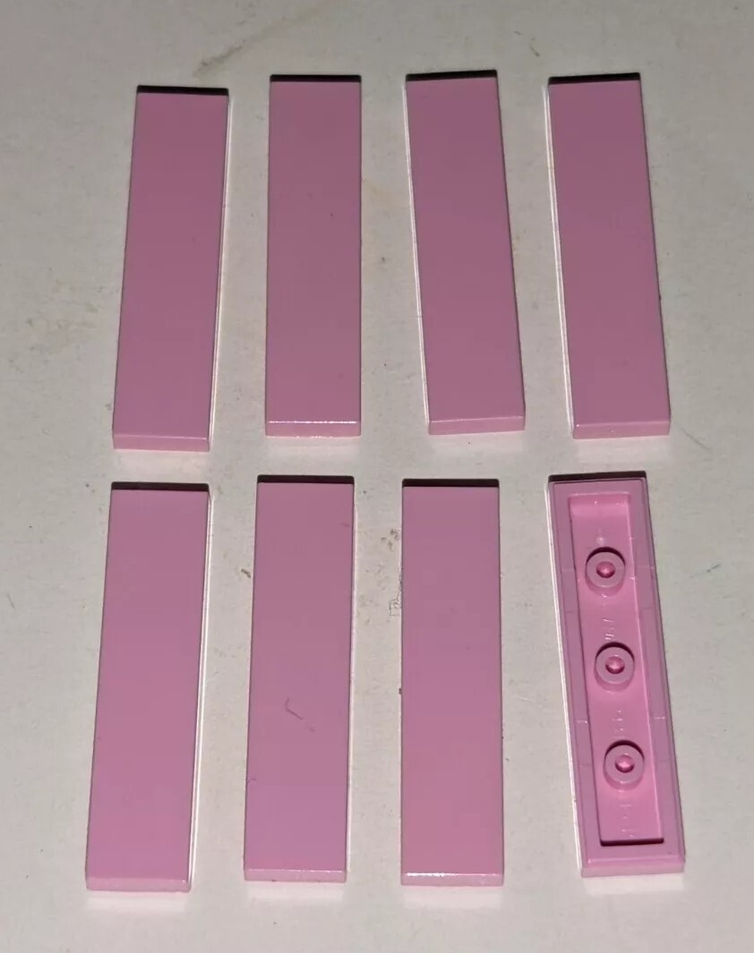 LOT OF 8 Lego tile 1x4 1 X 4 Bright Pink FLAT TOP Plate FINISHING ...