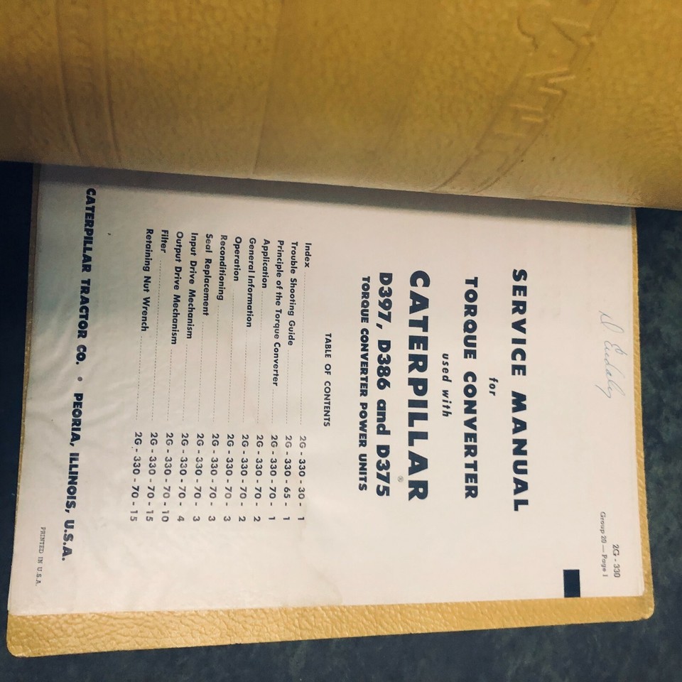 CATERPILLAR CAT D397 D386 D375 ENGINE TORQUE CONVERTER SERVICE MANUAL ...