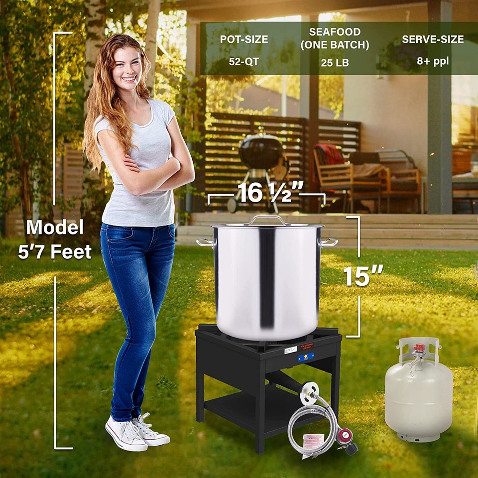 Commercial 32-100QT Turkey Fryer Seafood Crab Boiling Pot Stock Pot | eBay