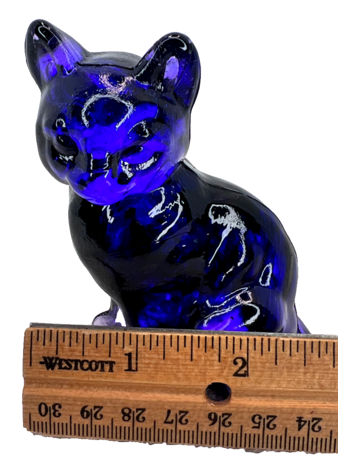 Fenton Dave Fetty 2021 Purple Hand Blown Sitting Cat Figurine - Signed ...