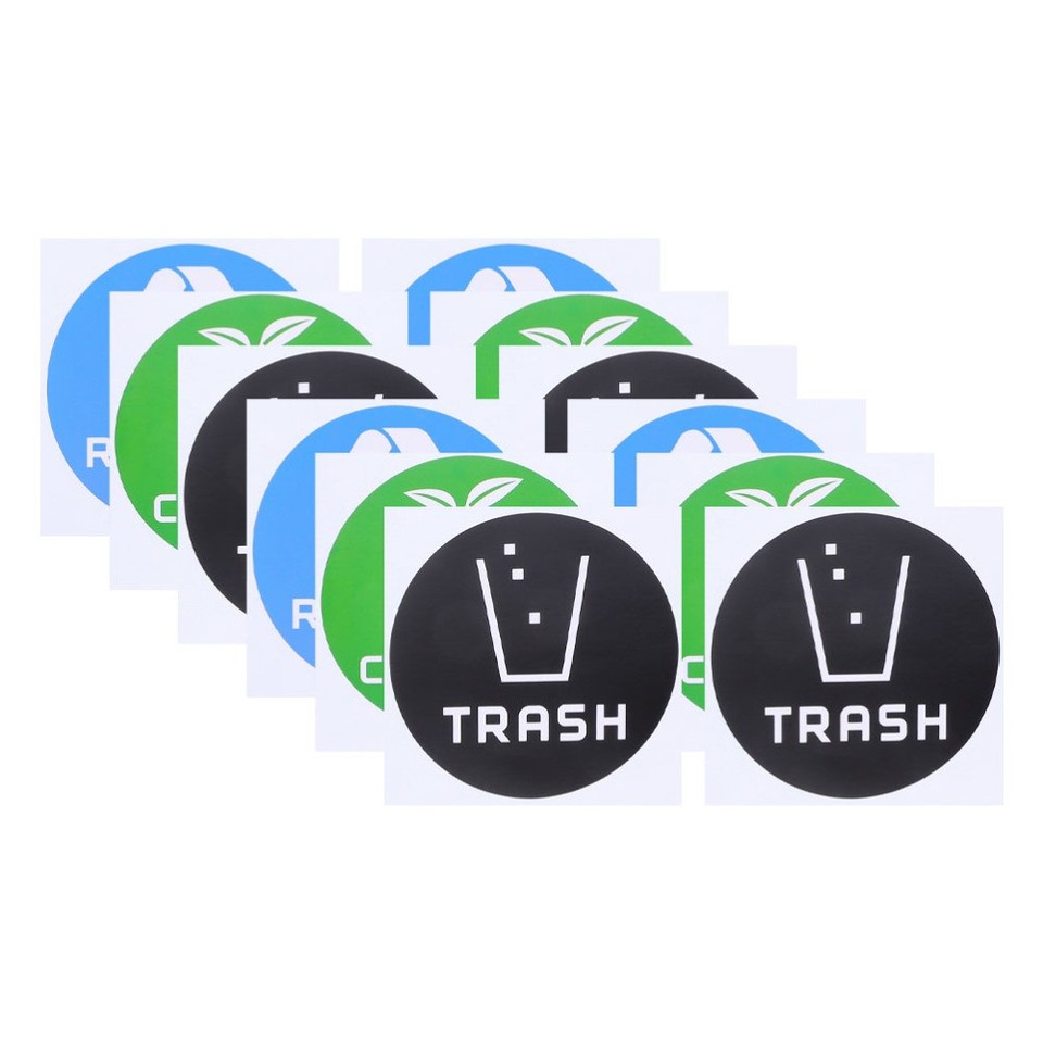 12 Pcs Garbage Sorting Stickers Waste Container Trash Can Plastic ...