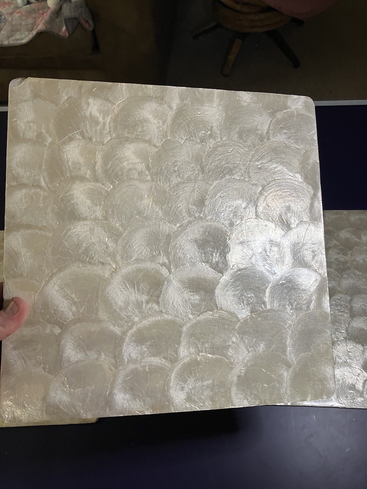 Capiz Shell Placemats Mother of Pearl Cork Back Lot of 6 Vintage 13x13 ...