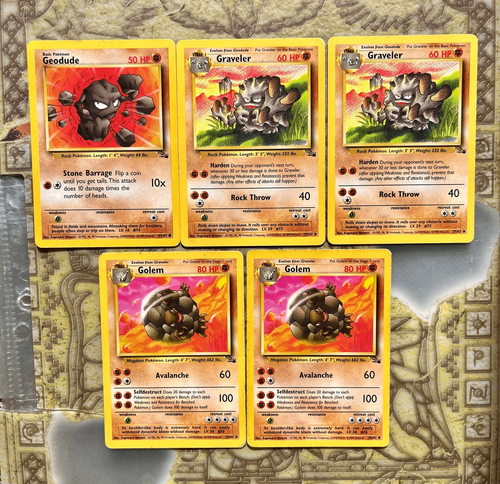 Vtg 90s Y2K Pokemon Cards Fossil Lot of 5 Ground Type Geodude Gravler ...