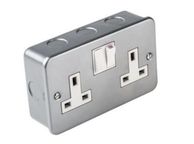 RS Pro Grey 2 Gang Switched Electrical Socket, Type G - British, 13A ...