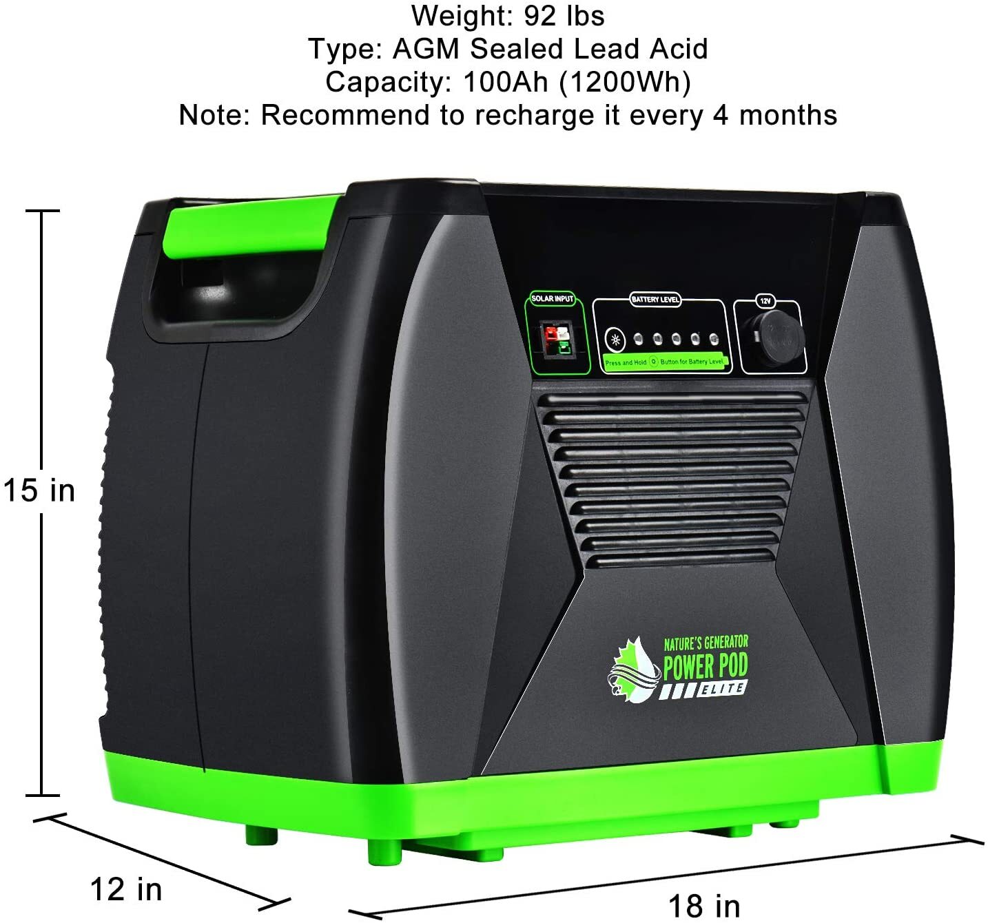 Nature's Generator Elite Series 100 Ah Sealed AGM Power Pod Battery ...