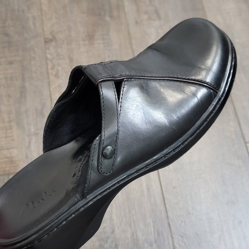 Clark's Slip-ons Slides Shoes Womens Size 9 Black Leather Worn Twice ...