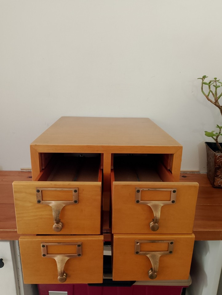 Vintage Four Drawer Library Card Catalog Index File Cabinet Gaylord ...