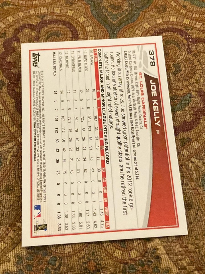 2013 Topps #378 Joe Kelly | eBay