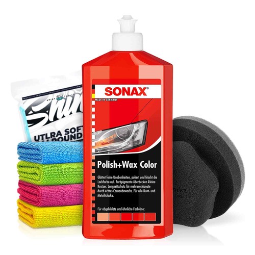 Auto Politur SONAX Polish+Wax Color rot 500ml + Applikator ...