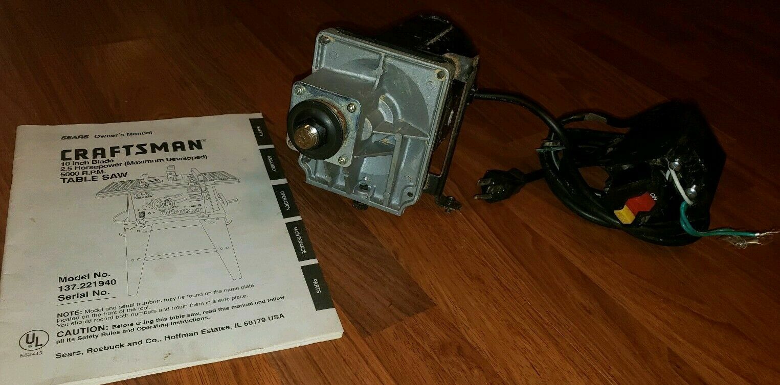 Sears Craftsman 137 Benchtop Table Saw Motor RM870 with Switch + more ...