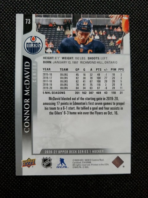 2020-21 Upper Deck - #73 Connor McDavid for sale online | eBay
