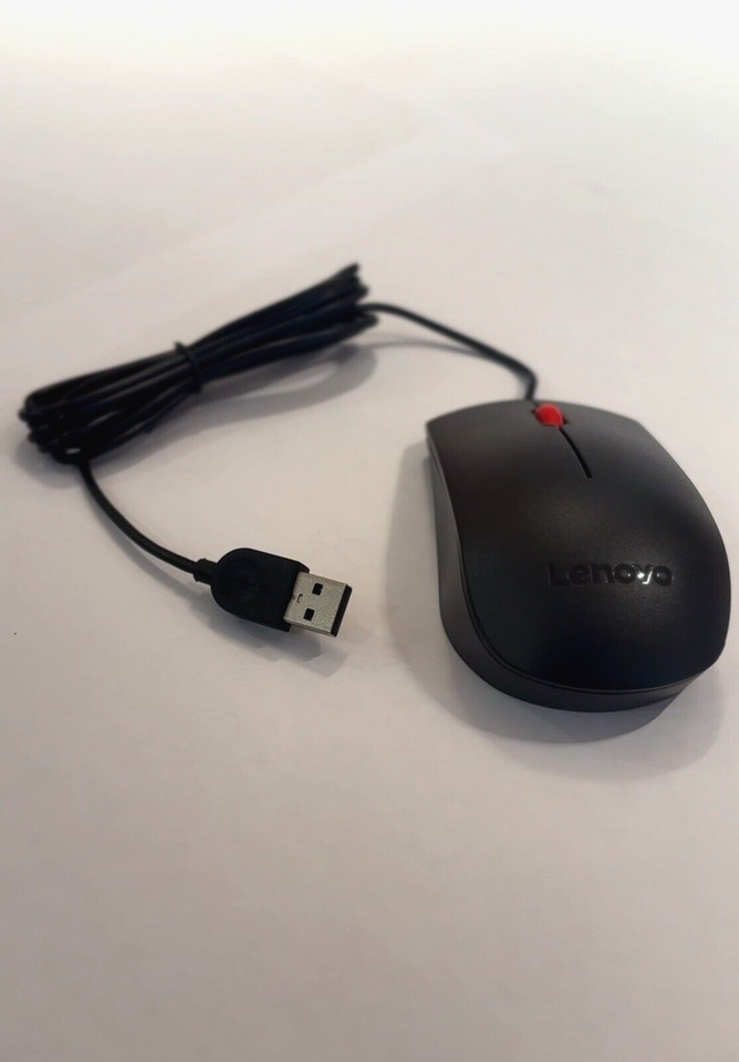 Lenovo Essential USB Mouse Wired 2-Button Black Red Scroll Wheel Optical Mouse | eBay UK