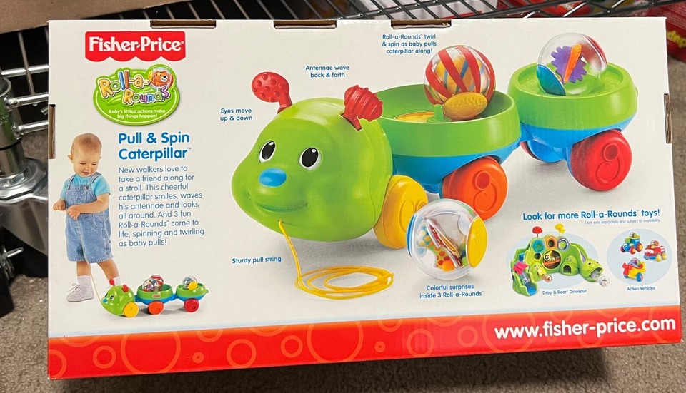 Fisher Price ROLL A ROUNDS Pull and Spin Caterpillar New in Box vintage ...