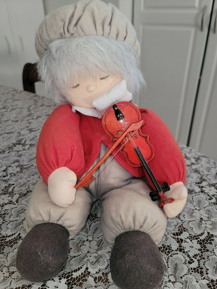 Vintage Wind Up Doll Violin Player Musical Motion Plush | eBay