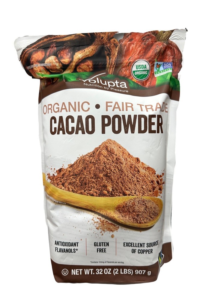 Organic Cacao Powder By Volupta 2Lbs =32oz Plant-based Non-GMO ...
