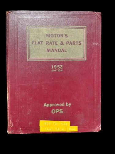 Motor’s Flat Rate and Parts Manual 1952 24th edition | eBay
