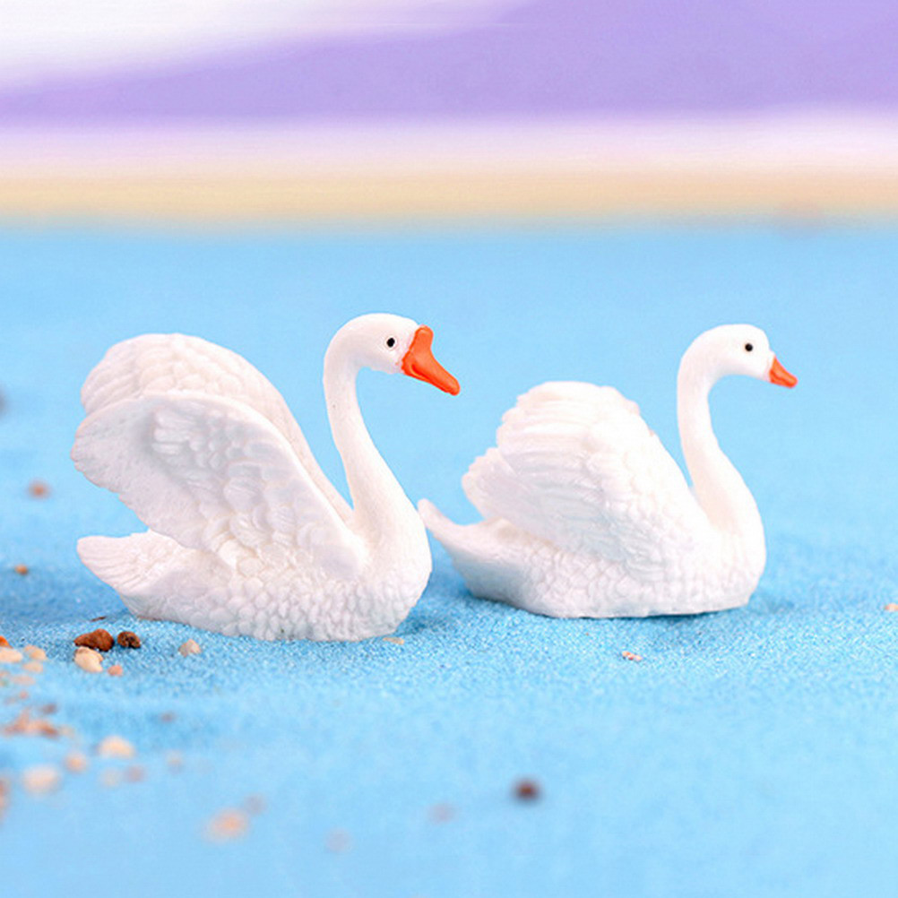Resin Swan Miniature Figurine Fairy Garden Dollhouse Decor Micro ...