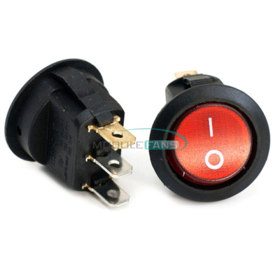 20Pcs Mini 3 Pin Round Red SPDT Snap-in 6A/250V 10A/125V ON-OFF Rocker ...