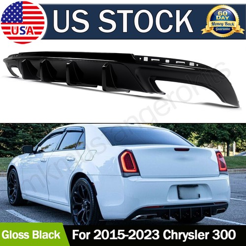 Rear Bumper Lip Diffuser For 2015-23 Chrysler 300 Gloss Black Rectangle ...