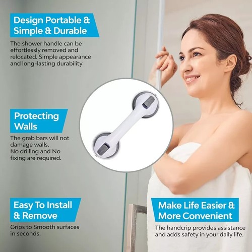 2 Pack Shower Grab Bar Showers Suction Bar Handle Bathroom Safety Grip ...