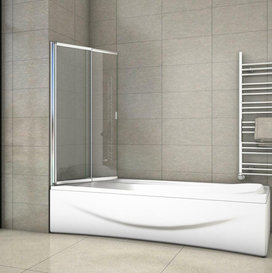 Designer Modern Glass Over Bath Sliding Shower Screen Straight Framed ...