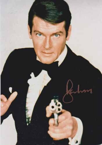 SIR ROGER MOORE (+) 007 JAMES BOND RARE SIGNED AUTOGRAPH CLASSIC TUXEDO ...