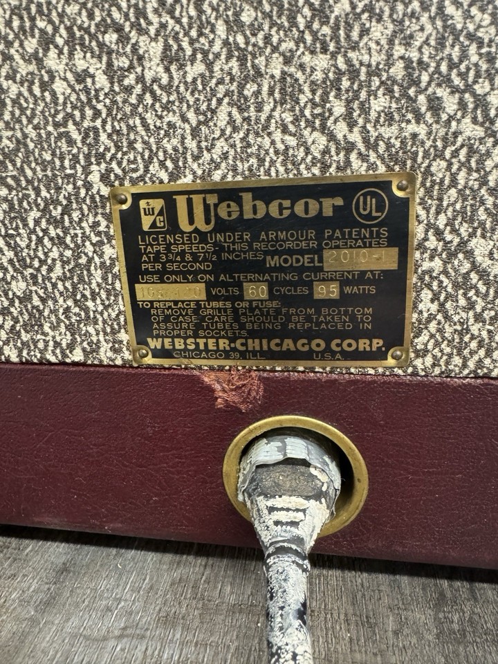 Vtg Webcor Model 2010-1 Tube Reel to Reel Tape Player & Recorder Video ...