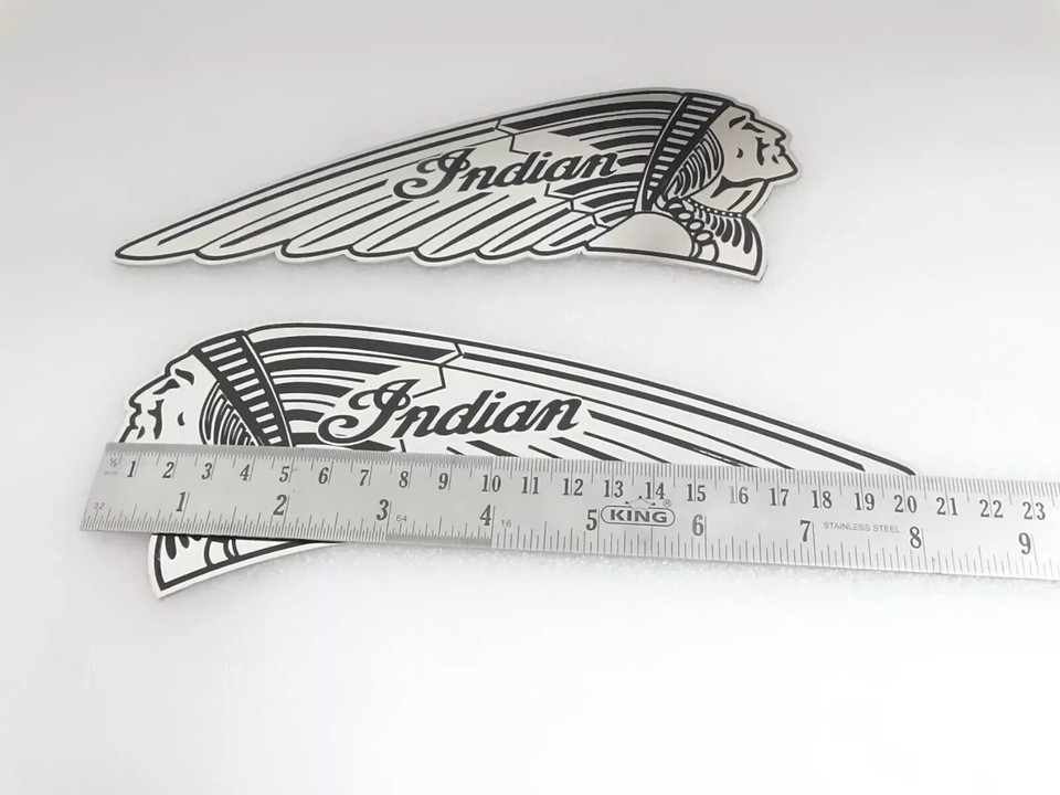 PETROL/GAS TANK BADGES EMBLEMS SET PAIR FOR VINTAGE CHIEF INDIAN ...