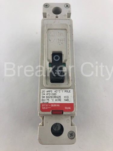 Eaton HFD1020 20 Amp 1 Pole Circuit Breaker 277V Type HFD 65K | eBay