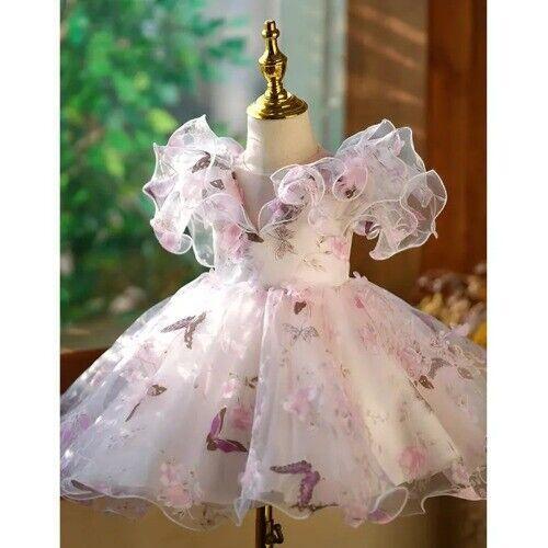 Children's Printed Ruffle Fluffy Princess Dress Wedding Party Dress ...