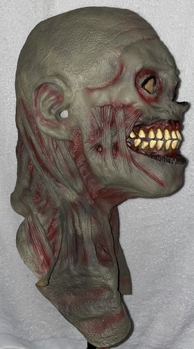 Gruesom Creepy Halloween Rubber Mask Prop Fleshy Zombie Skull Long ...