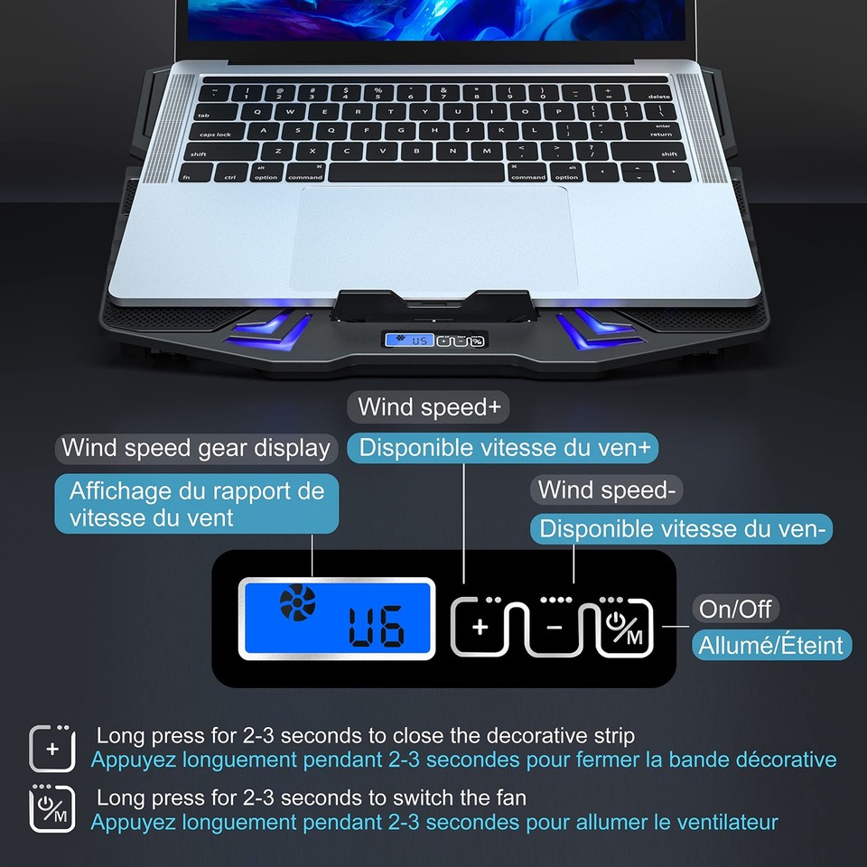 TopMate C5 12-15.6 inch Gaming Laptop Cooler Cooling Pad | 5 Quiet Fans ...