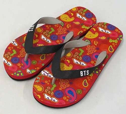 Bts Bangtan Idol Beach Sandals Red L Size | eBay