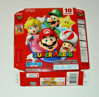 NINTENDO SUPER MARIO BROS FRUIT SNACKS EMPTY BOX ONLY NES SNES N64 ...
