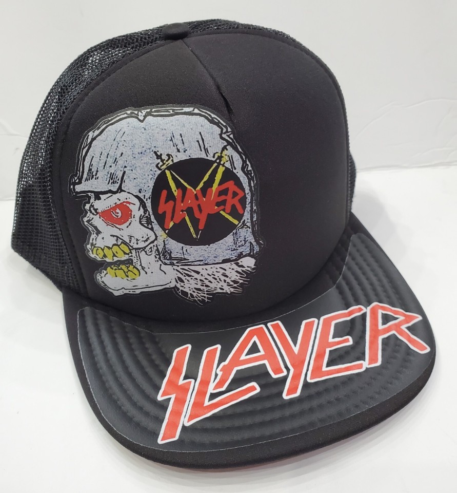 Metal Head Black Death Thrash Color White Skull Helmet Trucker Snapback ...