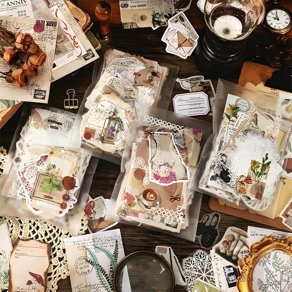 260 Pieces Vintage Scrapbook Supplies Pack Vintage Ephemera Bundle Junk ...