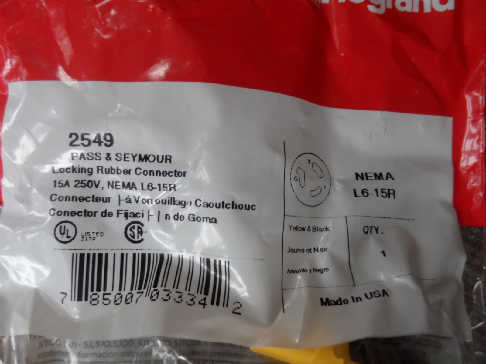 2 Legrand Pass & Seymour 2549 15A 250V Watertight Turnlok Rubber ...