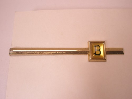 B Monogram Initial Letter Vintage LARGE Tie Bar Clip bob burt bart ...