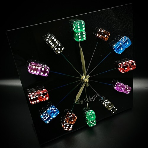 Las Vegas Multicolor Rainbow Lucite Dice Working Desk Clock Casino ...